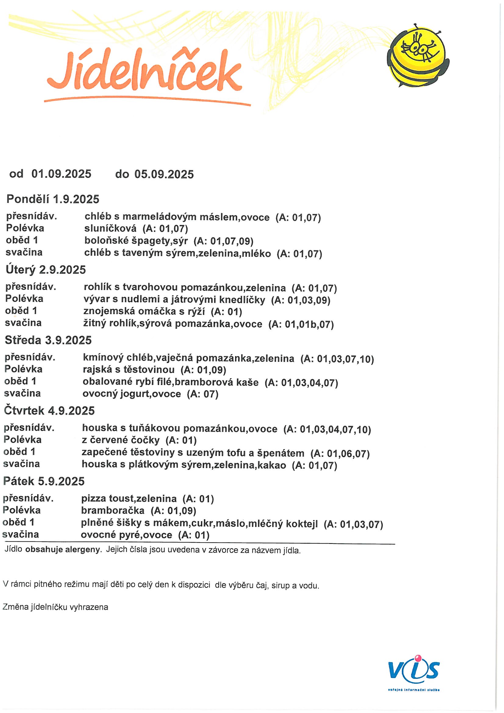 MŠ Cvrček Strážkovice | Jídelní lístek - Školní jídelna - Mateřská ...
